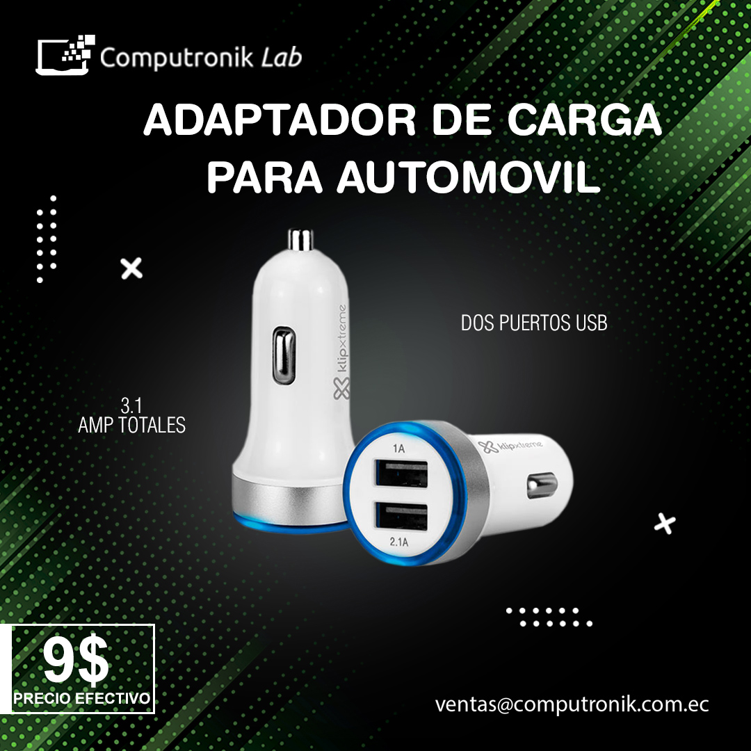 Cargador USB doble para el Auto – Computronik Lab